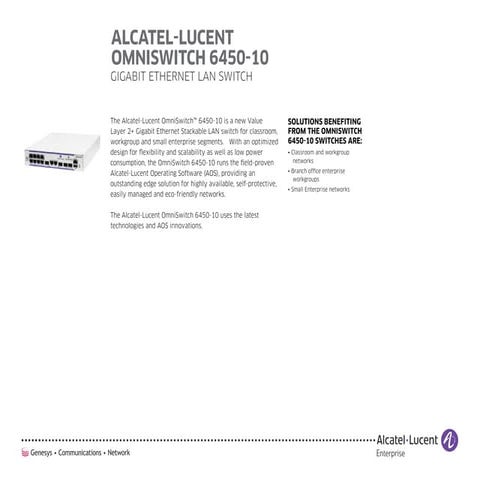 Alcatel-Lucent OmniSwitch 6450 datasheet | PDF
