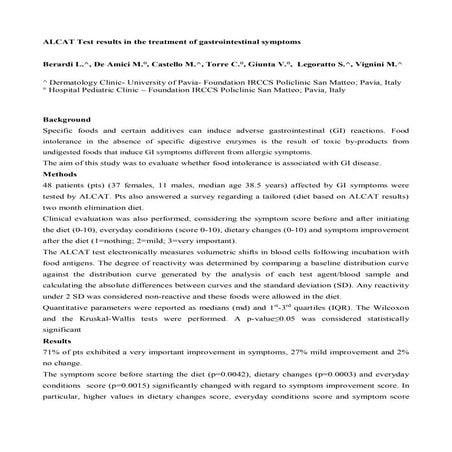 Alcat test results in the treatment of gastrointestinal symptoms | PDF