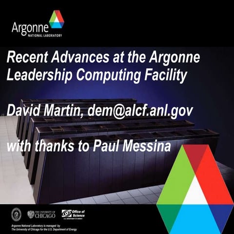 Advances at the Argonne Leadership Computing Center | PPTX