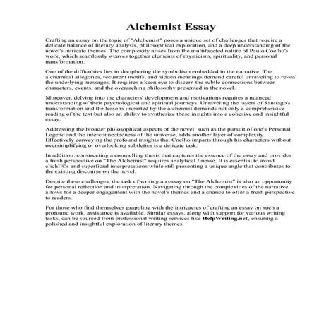 Alchemist Essay | PDF