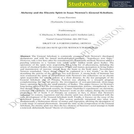 Alchemy And The Electric Spirit In Isaac Newton S General Scholium ...