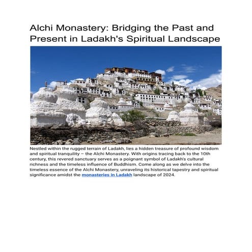 Alchi Monastery, Ladakh, 2024- A Fusion Of History And Divinity | PDF
