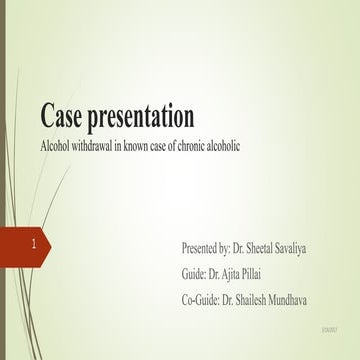 Alcohol withdrawal in chronic alcoholic case management | PPT