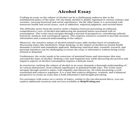 Alcohol Essay. Reflective Essay final - Reflective essay on Alcoholism ...