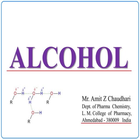 ALCOHOL_Organic Chemistry _ B. Pharm.pptx | Alcoholic Beverages | Food ...