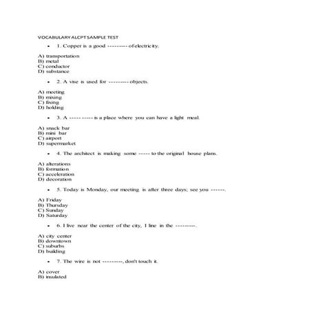 Alcpt vocabulary sample test | DOCX