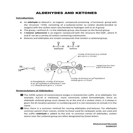 Aldehydes and Ketones notes by Muhammed Muneeb | PDF