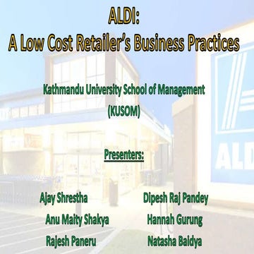 ALDI: A Low Cost Retailer's Business Practices | PPTX