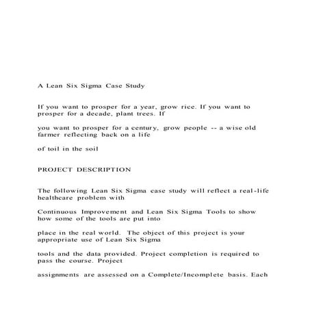A Lean Six Sigma Case Study If you want to prosp | DOCX