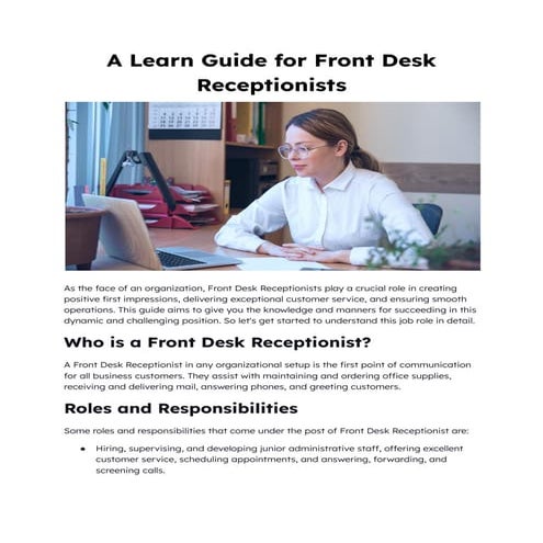 A Learn Guide for Front Desk Receptionists | PDF | Business ...