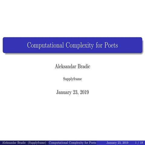 Computational Complexity for Poets | PPT