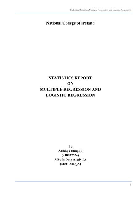 Statisticsregressionproject Pdf