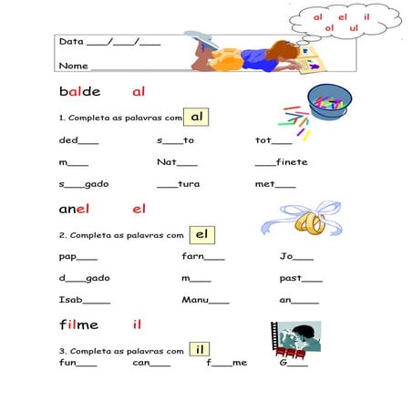 Ficha de caso de leitura al,el,il, ol... | DOC