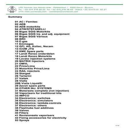 Catalogue for LPG-parts and LPG conversion kits | PDF