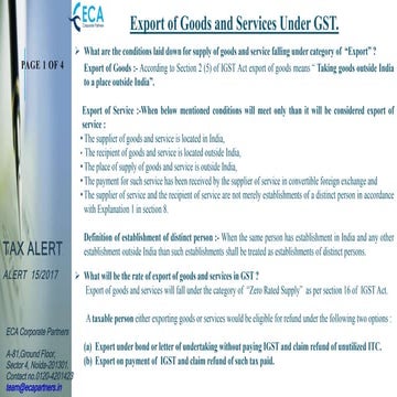 ECA Alert - Export of goods and services | PPT