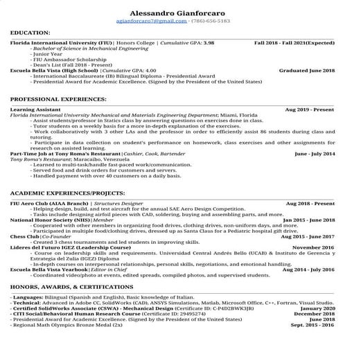 Alessandro Gianforcaro Resume | PDF