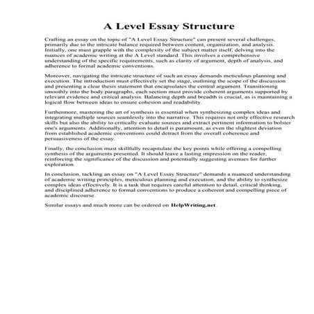 A Level Essay Structure | PDF