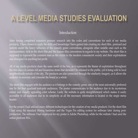 A level media studies evaluation | PPT