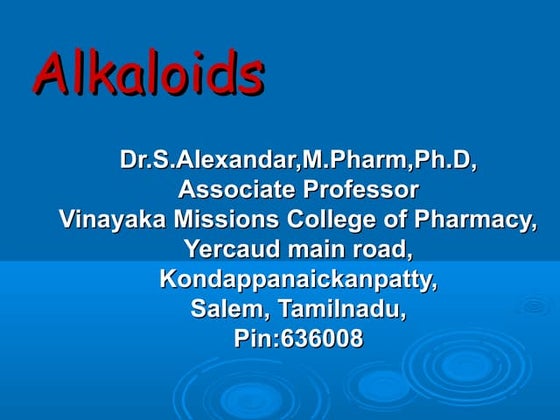 alkaloids and extraction of alkaloids | PPT