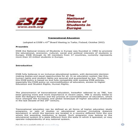 Alex. bd esib policy statement on transnational education | PDF