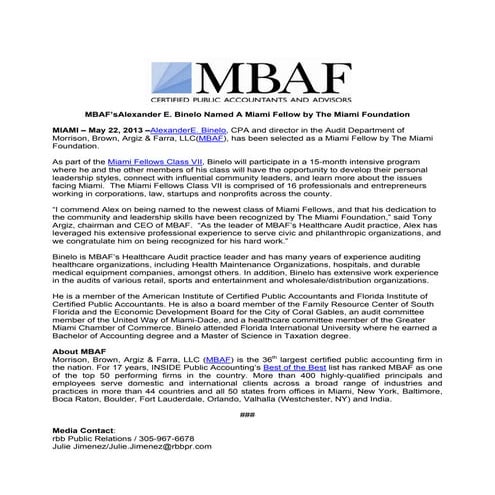 Ron Finkelstein Appointed to AICPA's Health Care Expert Panel | PDF