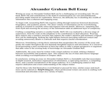 Alexander Graham Bell Essay | PDF