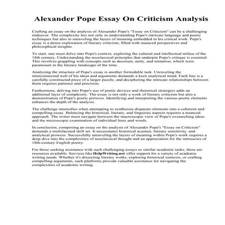 Alexander Pope Essay On Criticism Analysis.pdf