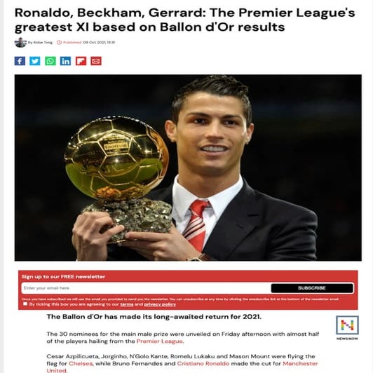 Ronaldo, Beckham, Gerrard: The Premier League's greatest XI based on ...