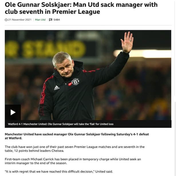 Ole Gunnar Solskjaer: Man Utd sack manager with club seventh in Premier ...
