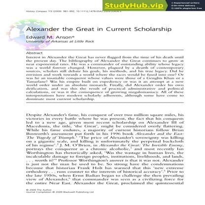 Alexander The Great In Current Scholarship | PDF