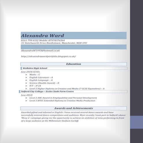 Alexandra ward cv | PDF