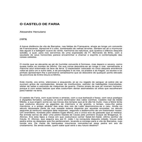 Alexandre herculano o castelo de faria | PDF