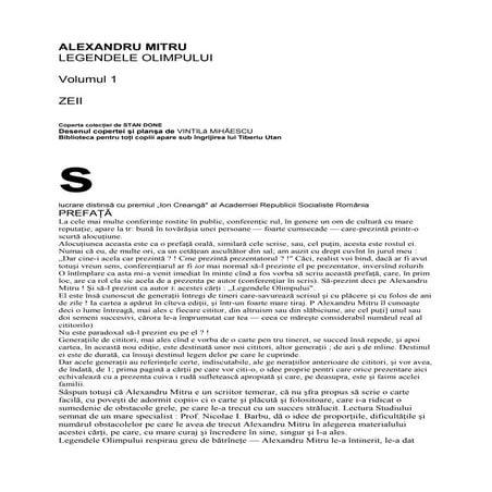 Alexandru mitru legendele olimpului (vol. 1) - zeii | DOC