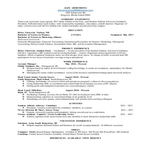 Alex Armstrong Resume | PDF