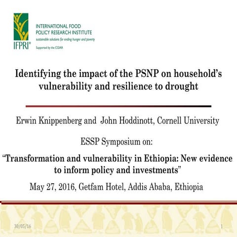 Identifying the impact of the PSNP on household’s vulnerability and ...