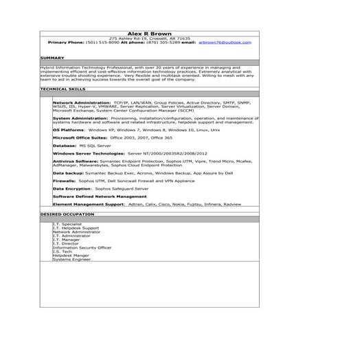 Alex R Brown Resume | PDF