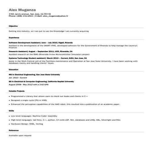 Alex resume | DOCX
