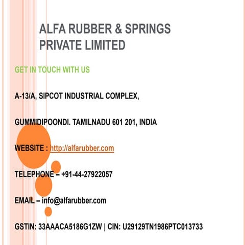 Alfa rubber & springs private limited | PPTX