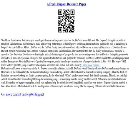 Alfred I Dupont Research Paper | PPT