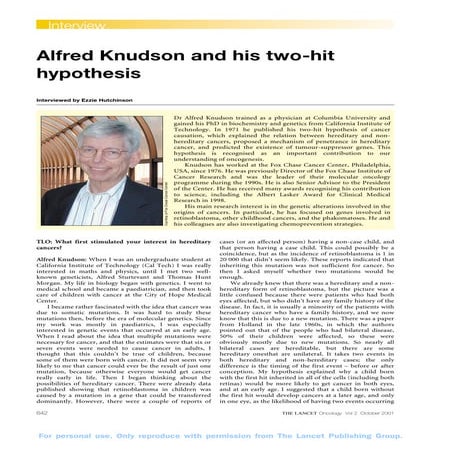 Alfred knudson and the two hit hypothesis | PDF
