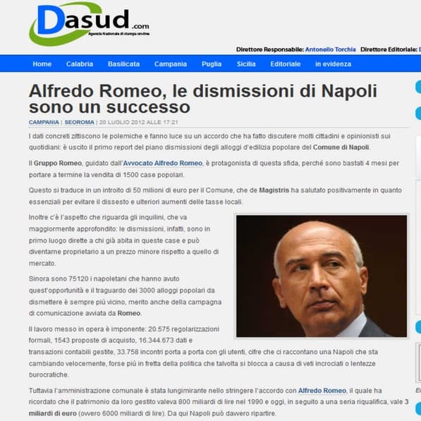 Alfredo Romeo: dismissioni a Napoli un successo | PDF | Real Estate ...