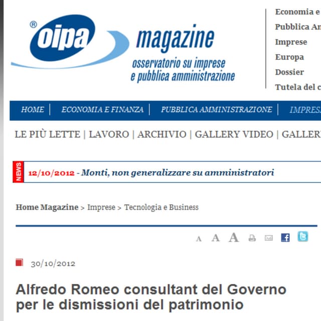 Alfredo Romeo - rassegna stampa Oipa | PDF