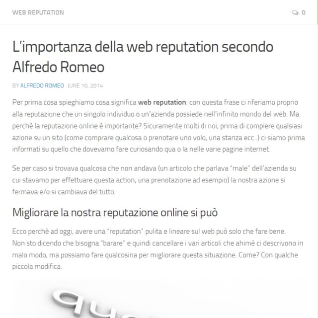 Alfredo Romeo, l'importanza della Web reputation | PDF