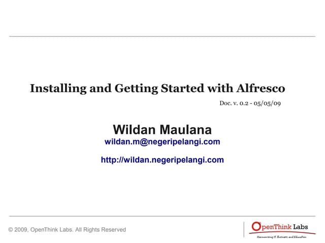Installing And Getting Started With Alfresco Ppt
