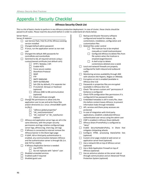 Alfresco security best practices CHECK LIST ONLY | PDF Alfresco security best practices CHECK LIST ONLY | PDF