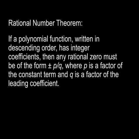 Zero Theorem and Rational Roots Presentation | PDF