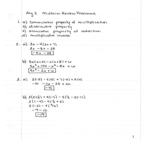 Alg 2 midterm review key | PDF