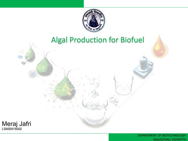 Biofuel production from algae | PPT