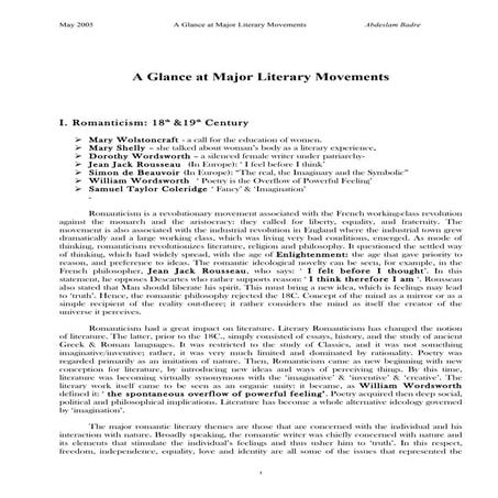 A Glance at Major Literary Movements | PDF