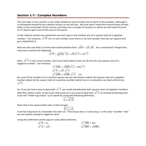 Alg complex numbers | PDF